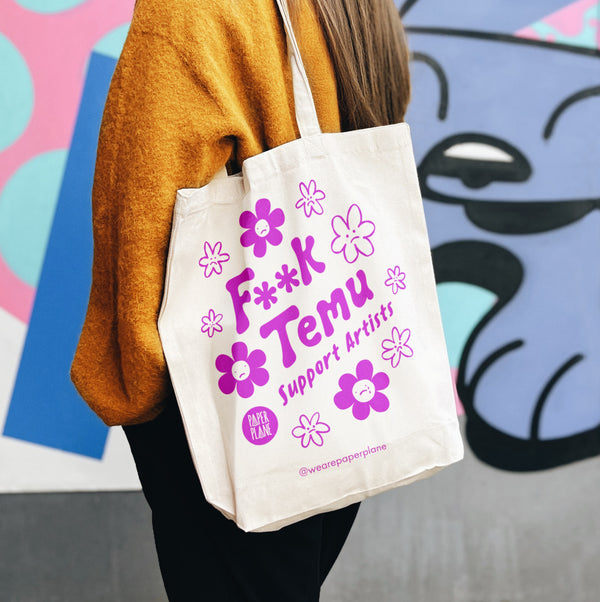F**K Temu Tote Bag - Paper Plane