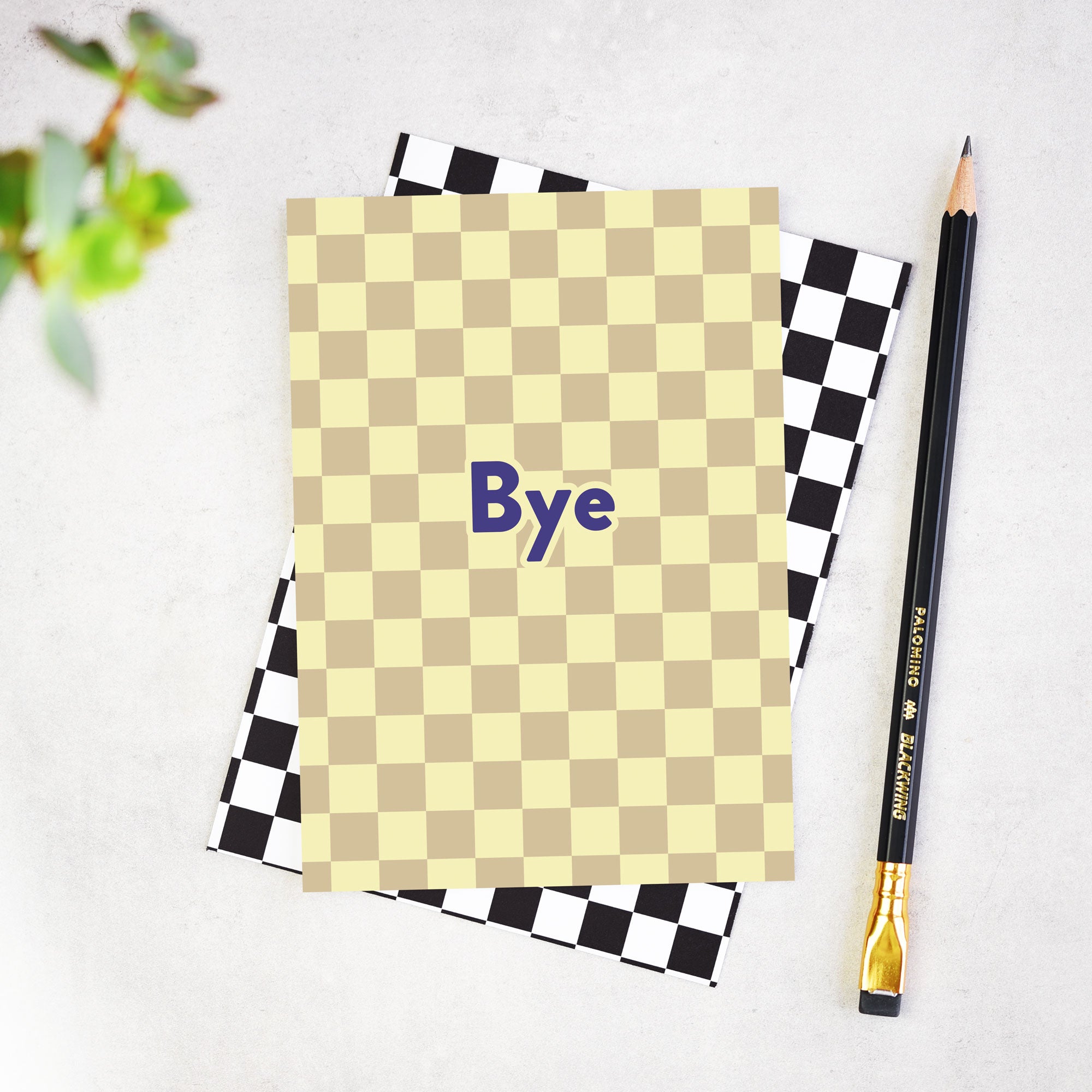 Bye Checkerboard Leaving Card – Paper Plane