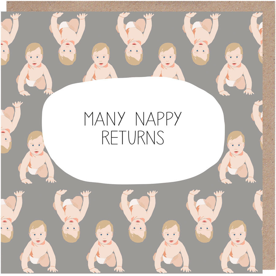 Many Nappy Returns New Baby Card - Paper Plane